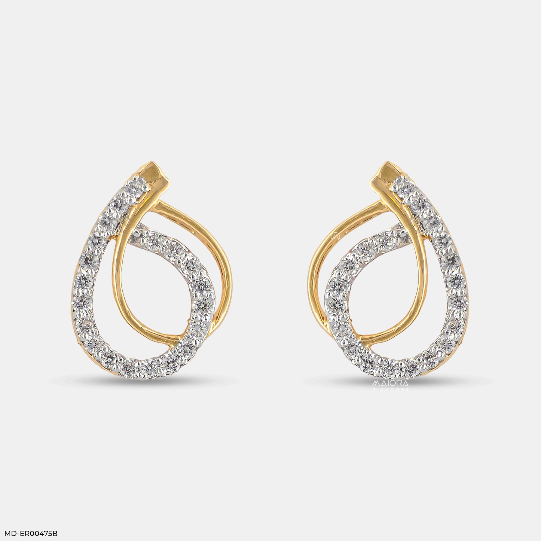 0.25 Carat Infinite Orbit Lab Diamond Studs Earrings 14K Yellow Gold ...